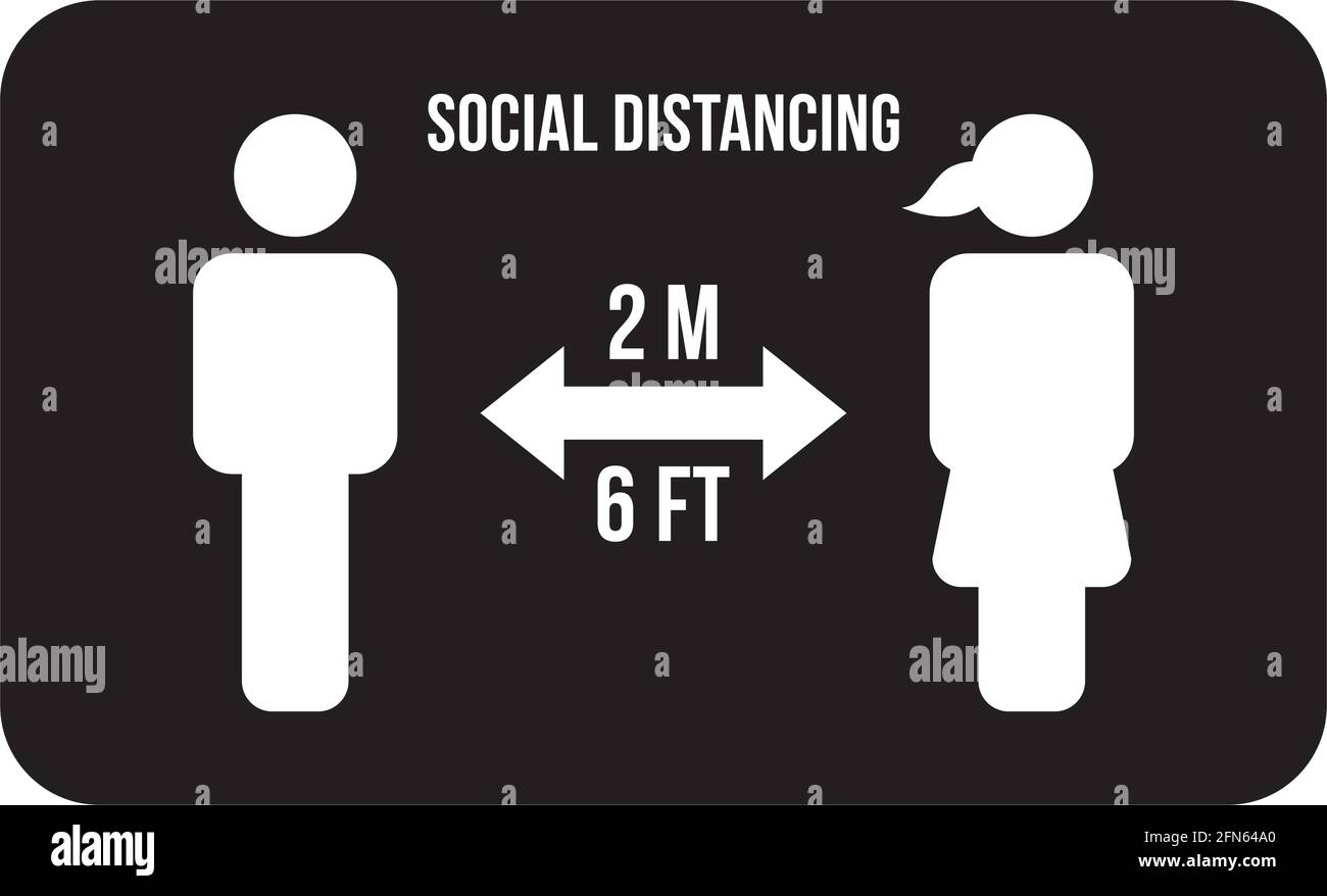 Social distancing icon symbol vector keep safe distance sign in a glyph ...
