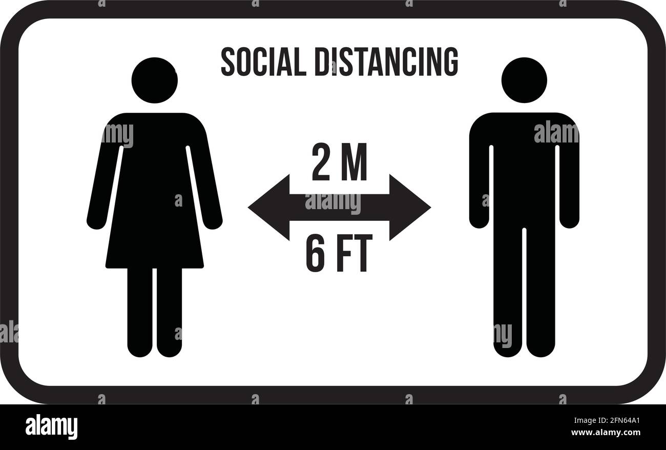 Social distancing icon symbol vector keep safe distance sign in a glyph ...