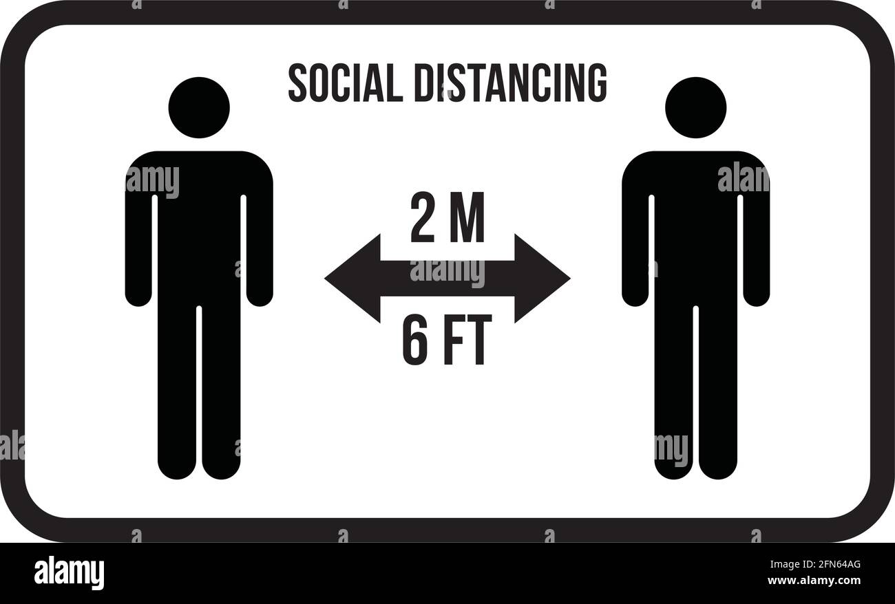 Social distancing icon symbol vector keep safe distance sign in a glyph ...
