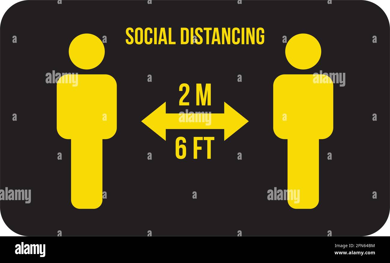 Social distancing icon symbol vector keep safe distance sign in a glyph ...