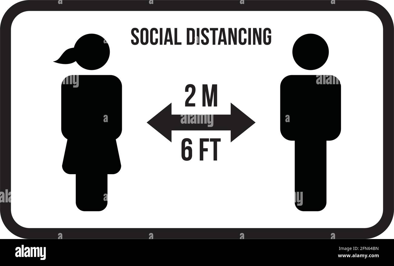 Social distancing icon symbol vector keep safe distance sign in a glyph ...