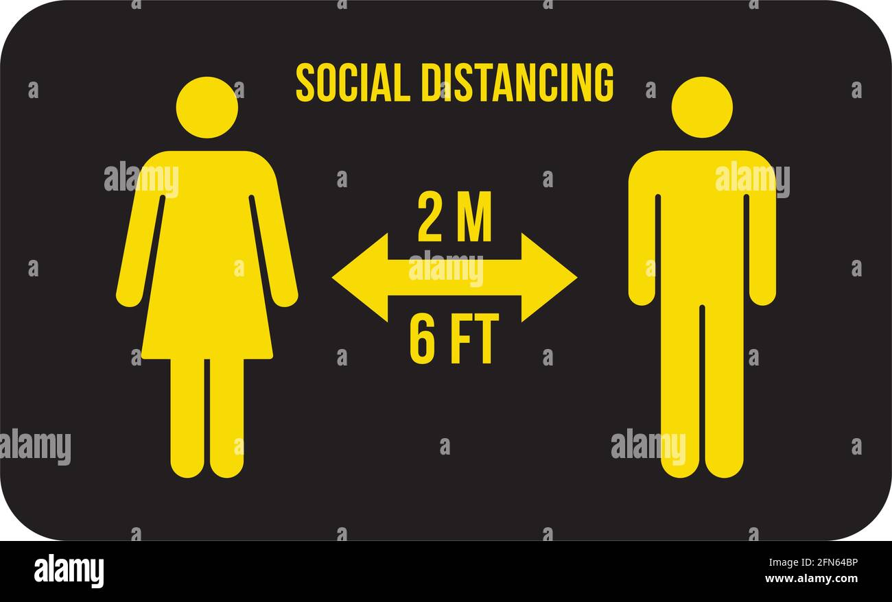 Social distancing icon symbol vector keep safe distance sign in a glyph ...