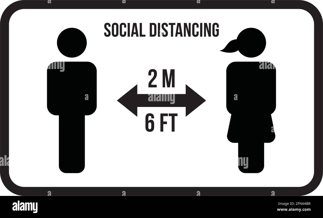 Social distancing icon symbol vector keep safe distance sign in a glyph ...