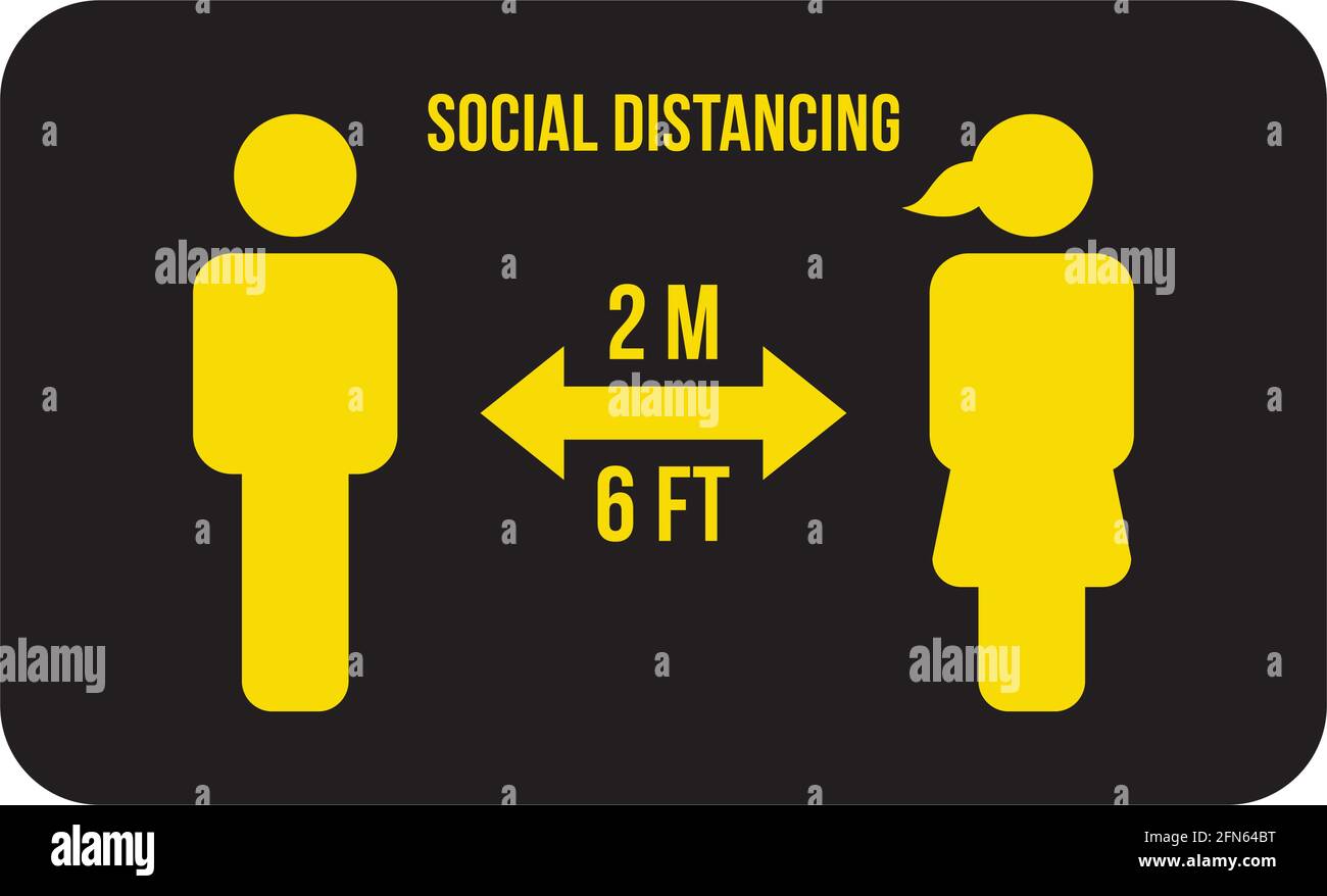 Social distancing icon symbol vector keep safe distance sign in a glyph ...