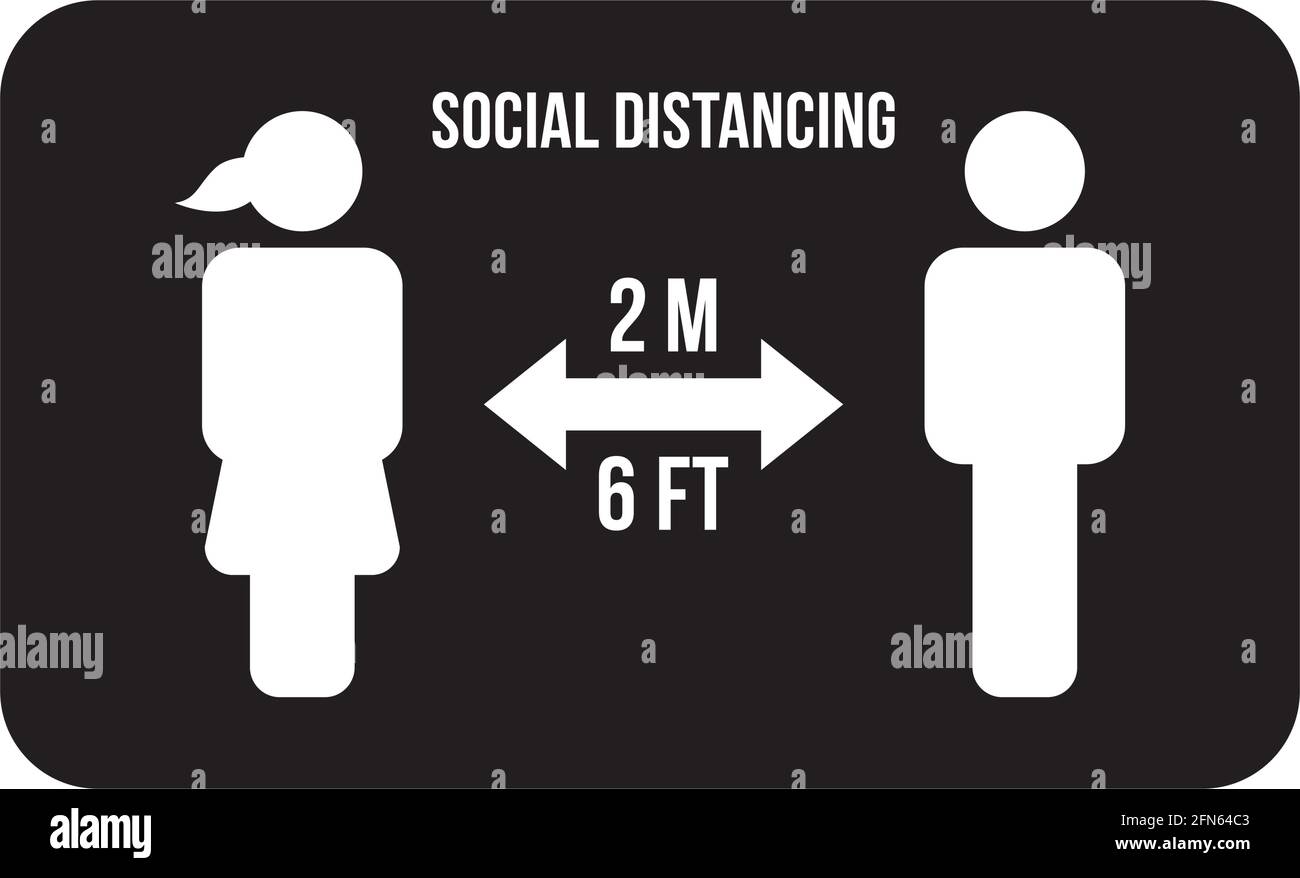 Social distancing icon symbol vector keep safe distance sign in a glyph ...