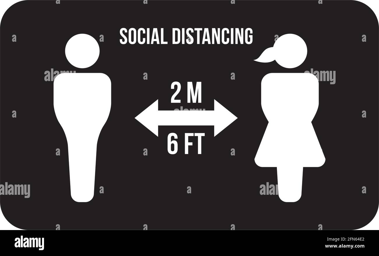 Social distancing icon symbol vector keep safe distance sign in a glyph ...