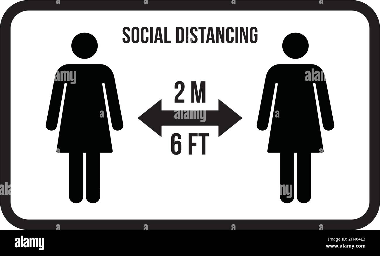Social distancing icon symbol vector keep safe distance sign in a glyph ...