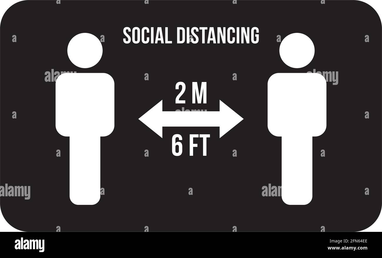 Social distancing icon symbol vector keep safe distance sign in a glyph ...