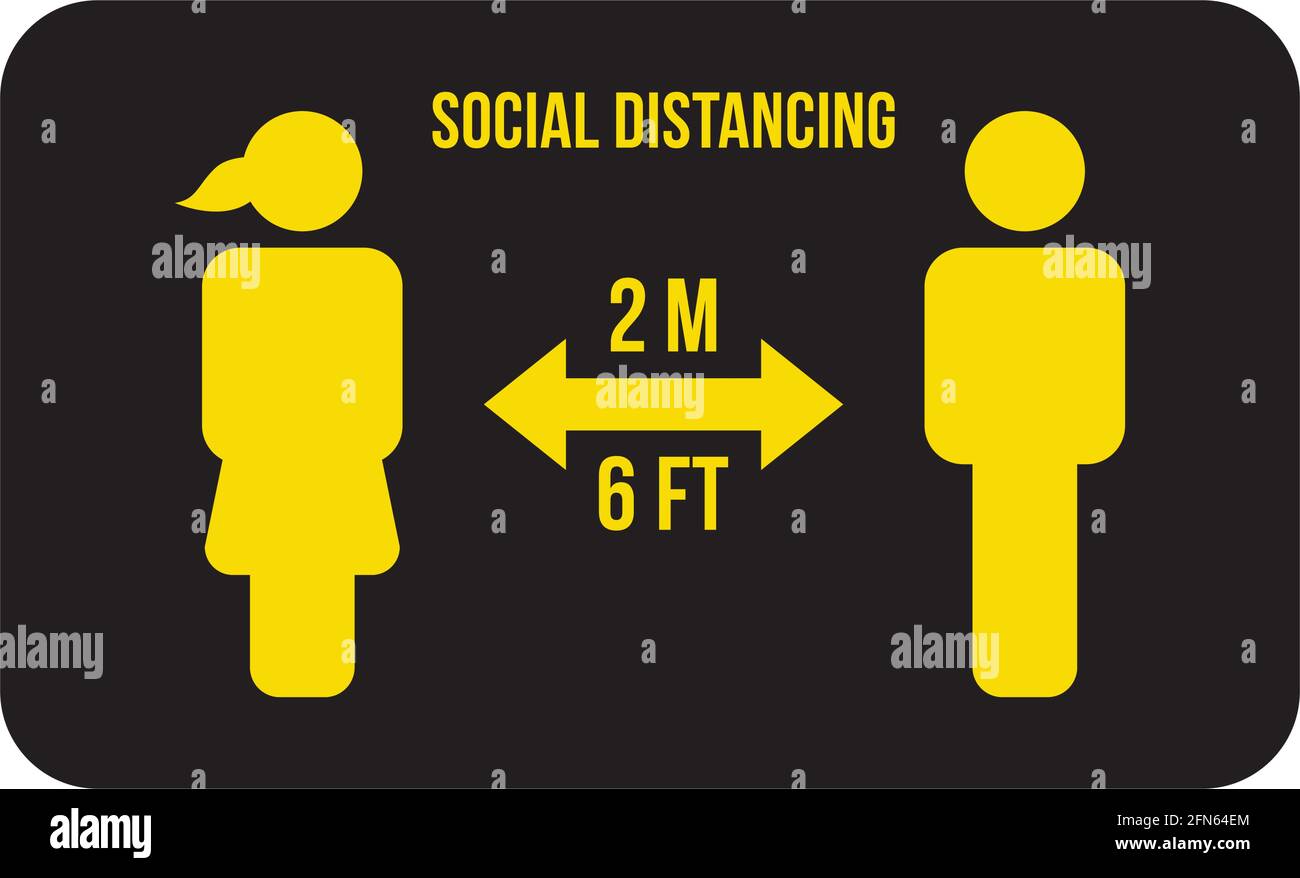 Social distancing icon symbol vector keep safe distance sign in a glyph ...