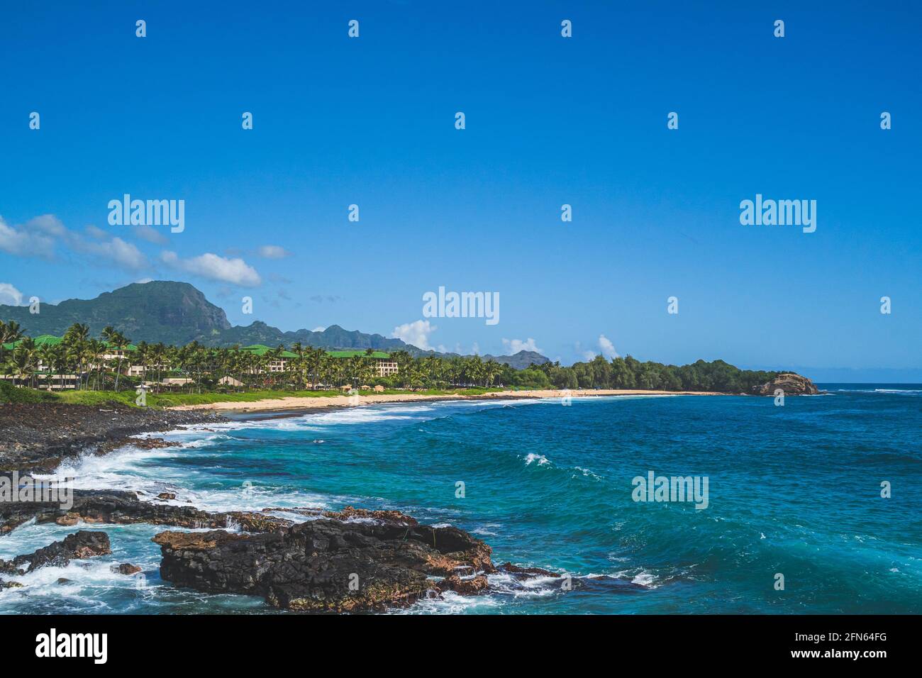 Shipwreck beach as viewed from Poipu point on island of Hawaii Stock ...