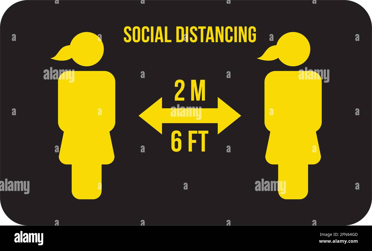 Social distancing icon symbol vector keep safe distance sign in a glyph ...