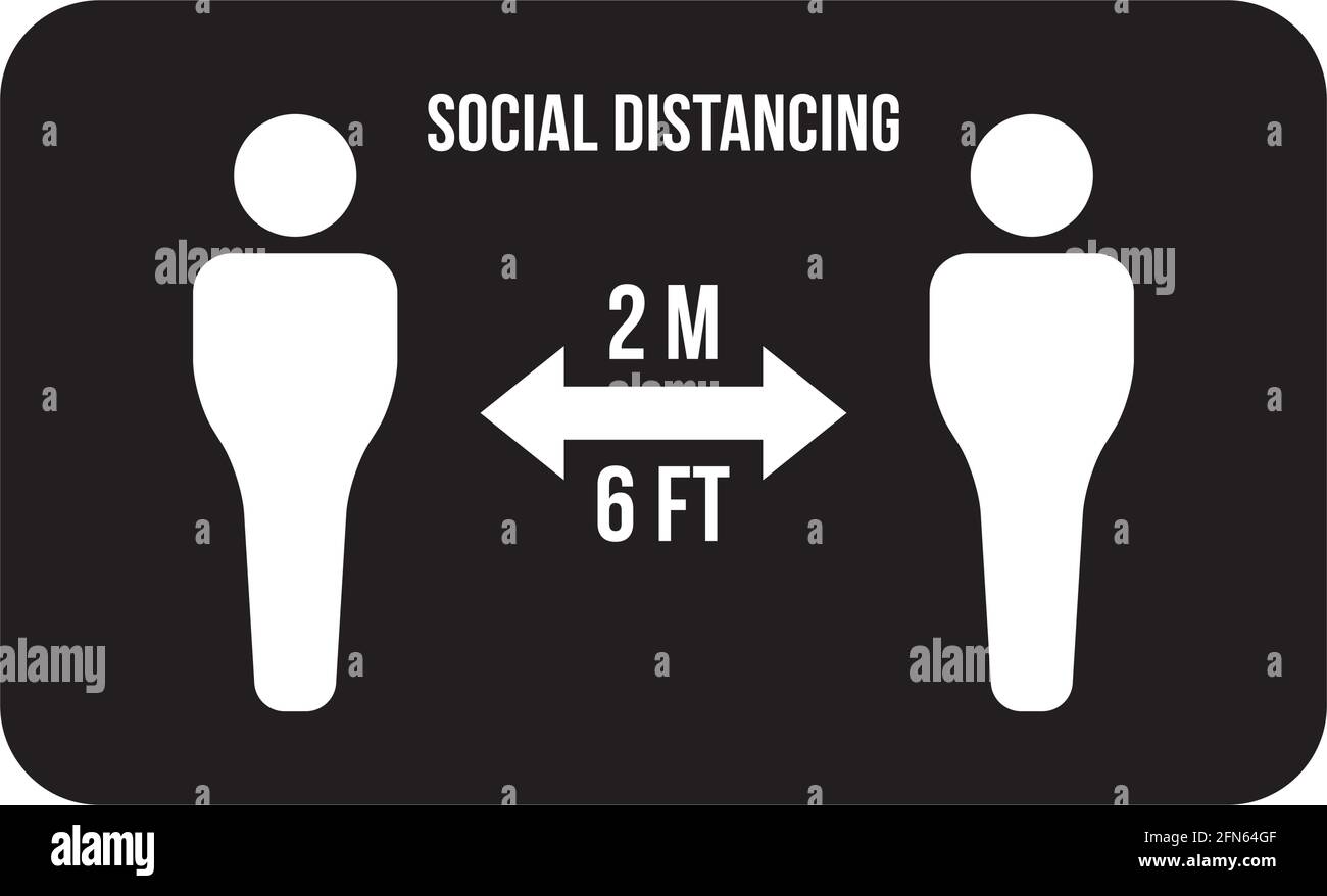 Social distancing icon symbol vector keep safe distance sign in a glyph ...