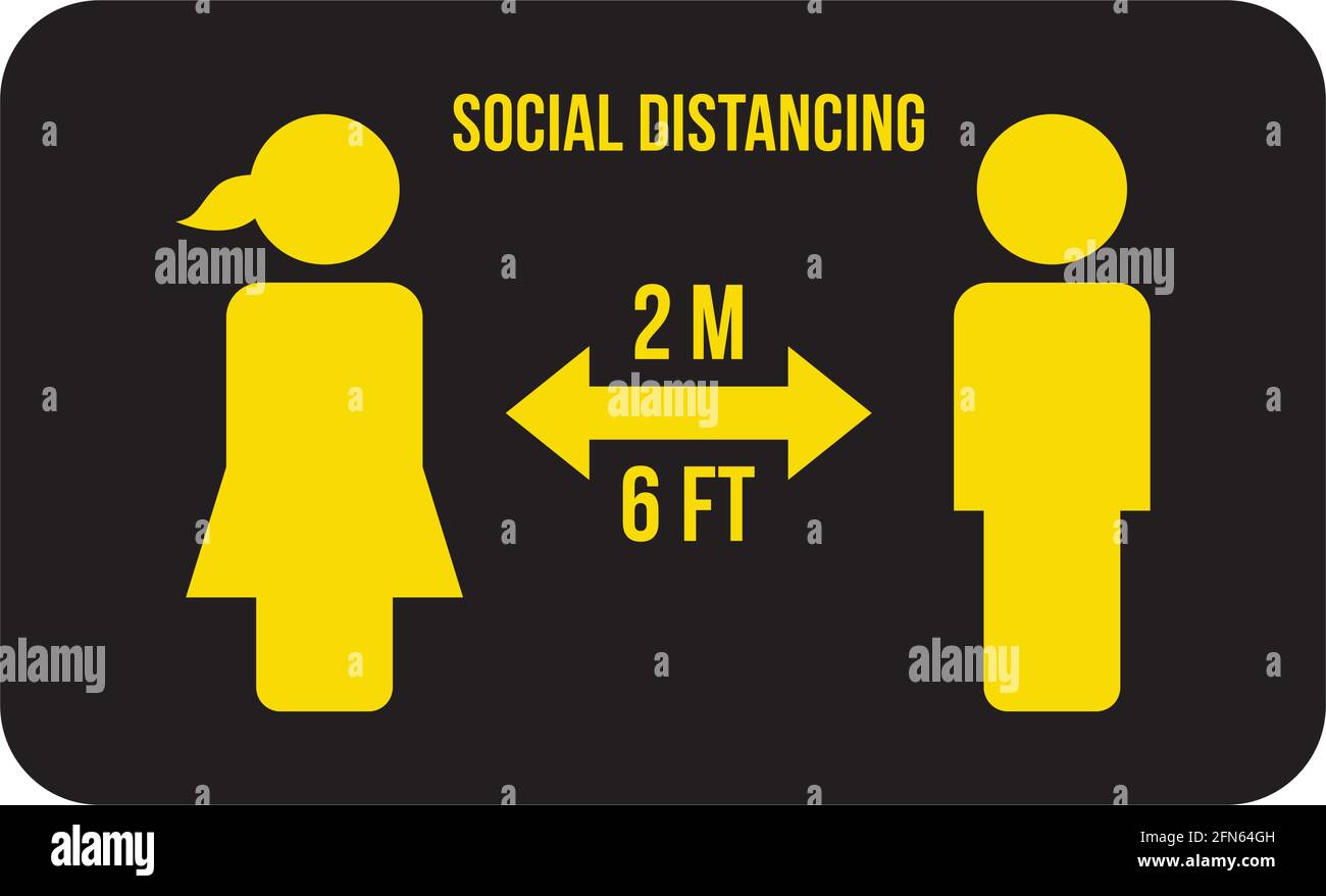 Social distancing icon symbol vector keep safe distance sign in a glyph ...