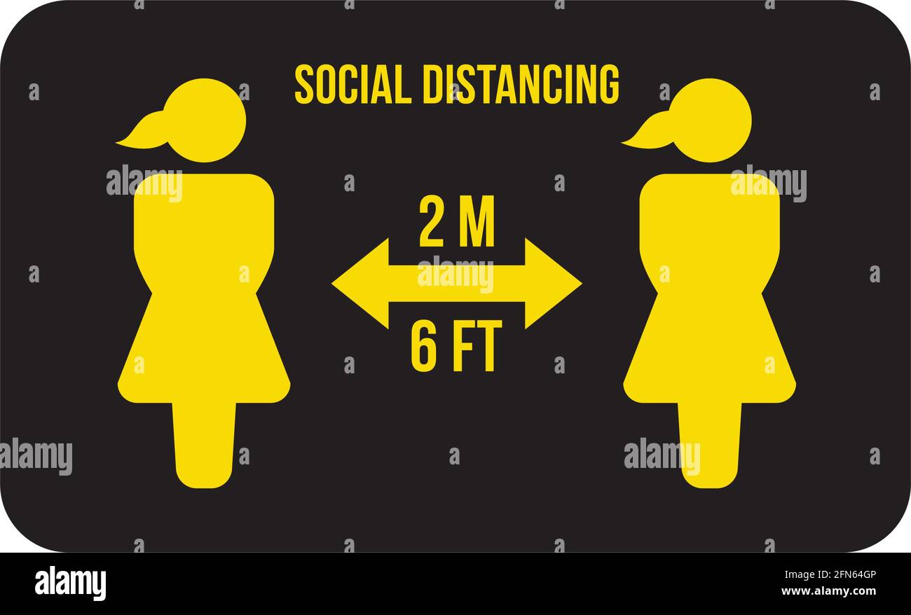 Social distancing icon symbol vector keep safe distance sign in a glyph ...