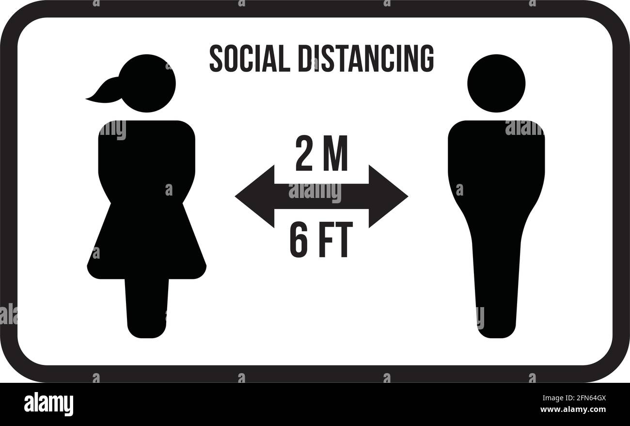 Social distancing icon symbol vector keep safe distance sign in a glyph ...