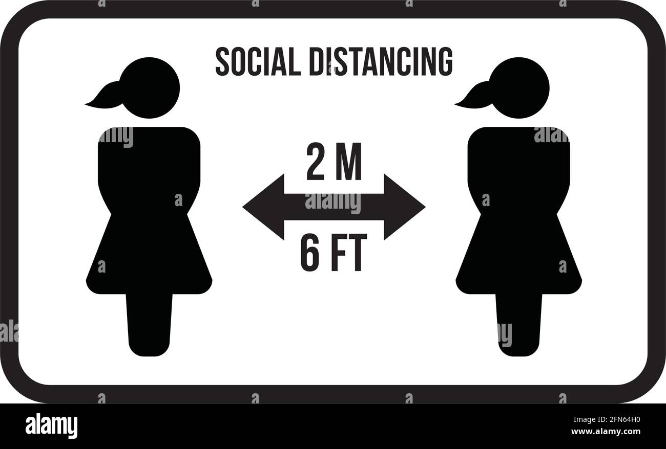 Social distancing icon symbol vector keep safe distance sign in a glyph ...