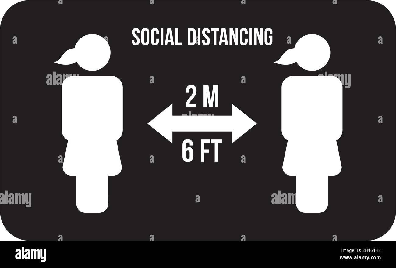 Social distancing icon symbol vector keep safe distance sign in a glyph ...