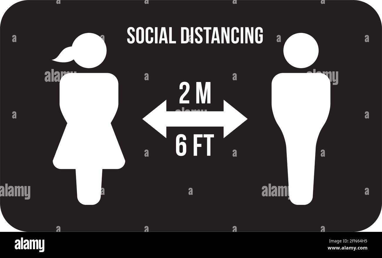 Social distancing icon symbol vector keep safe distance sign in a glyph ...