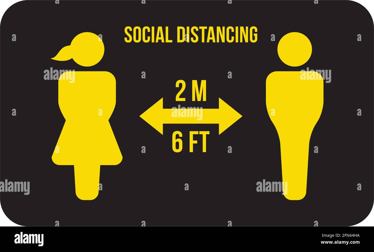 Social distancing icon symbol vector keep safe distance sign in a glyph ...