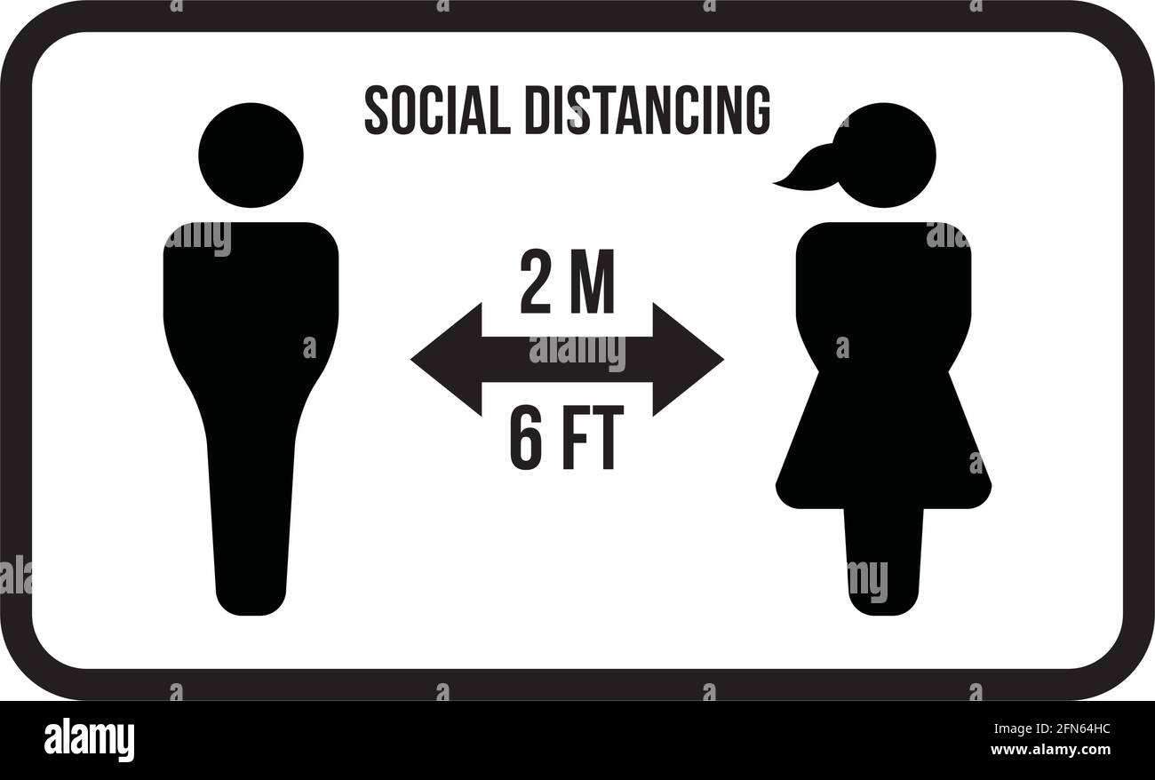 Social distancing icon symbol vector keep safe distance sign in a glyph ...