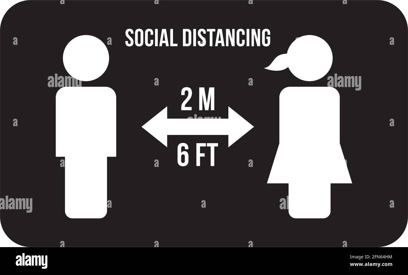 Social distancing icon symbol vector keep safe distance sign in a glyph ...