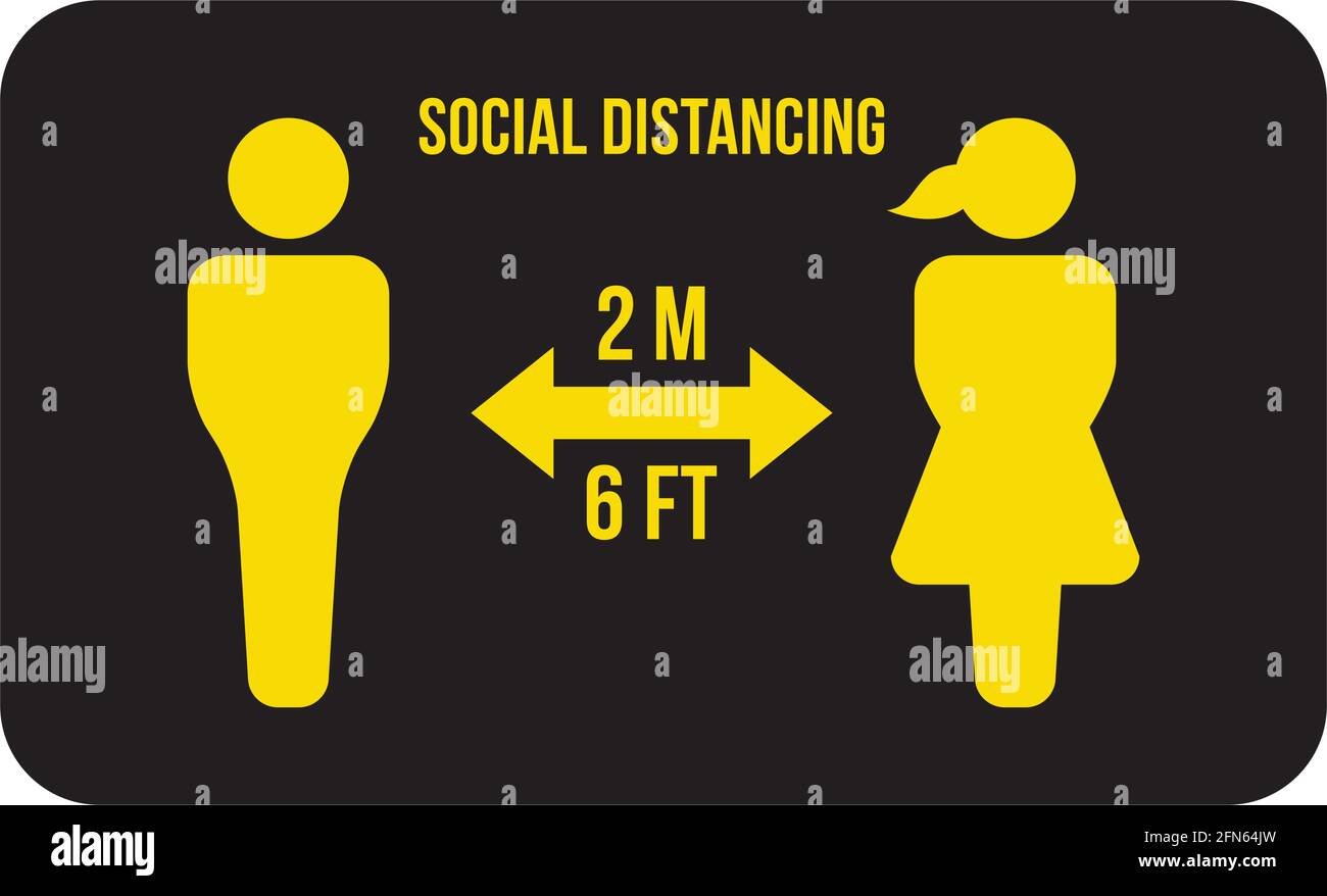 Social distancing icon symbol vector keep safe distance sign in a glyph ...