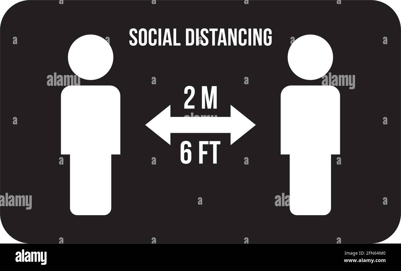 Social distancing icon symbol vector keep safe distance sign in a glyph ...