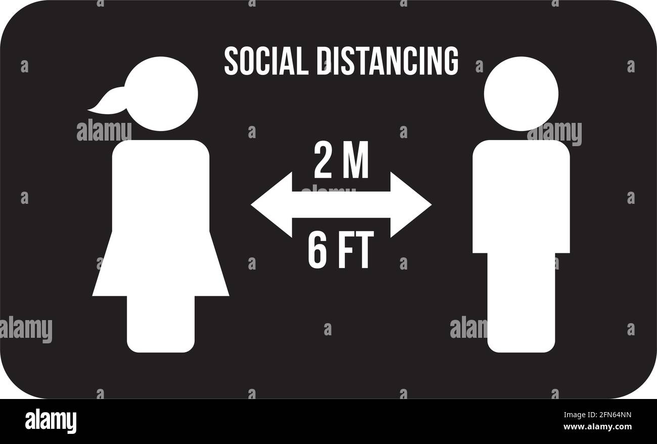 Social distancing icon symbol vector keep safe distance sign in a glyph ...