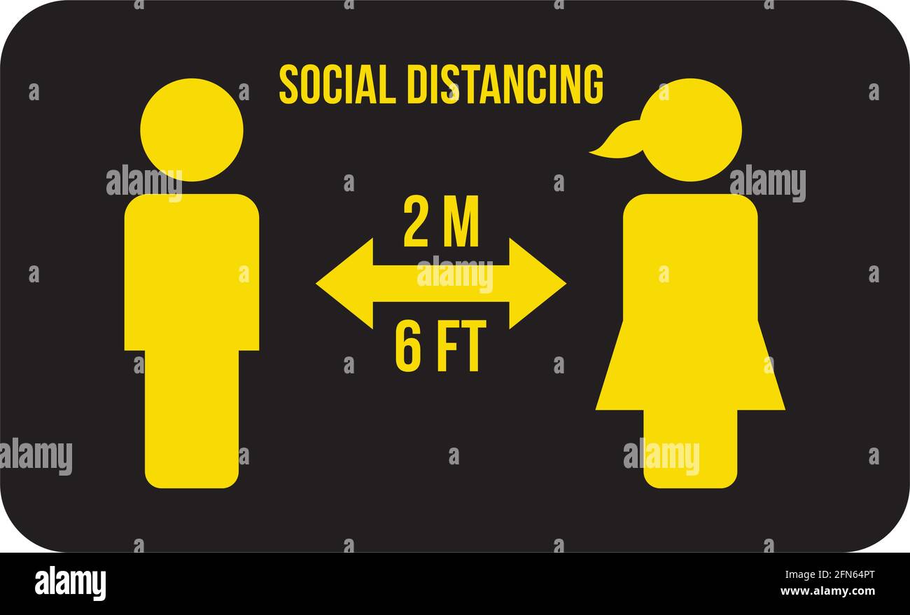 Social distancing icon symbol vector keep safe distance sign in a glyph ...