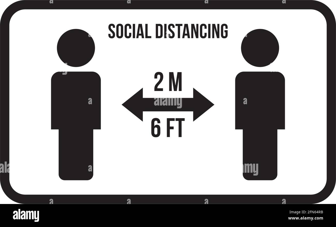 Social distancing icon symbol vector keep safe distance sign in a glyph ...