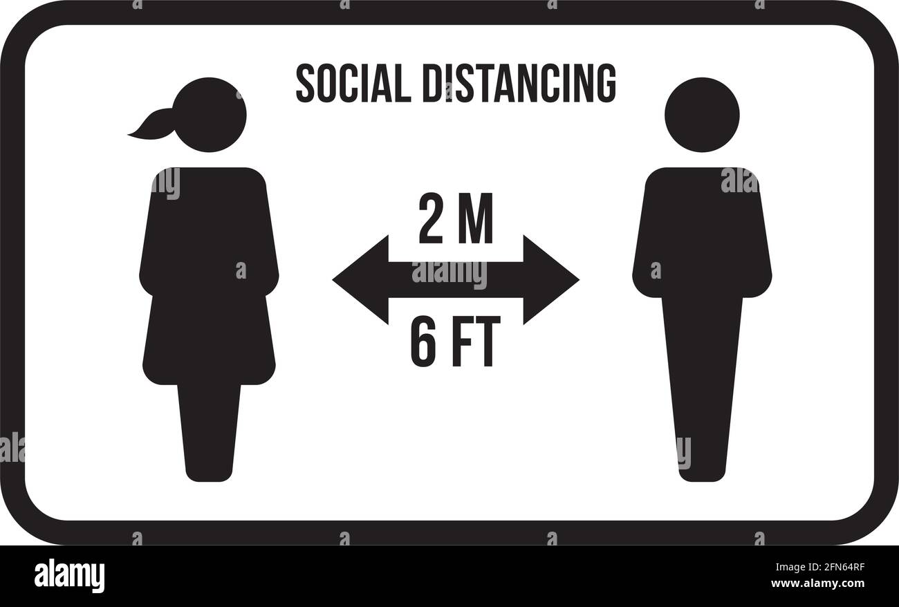 Social distancing icon symbol vector keep safe distance sign in a glyph ...