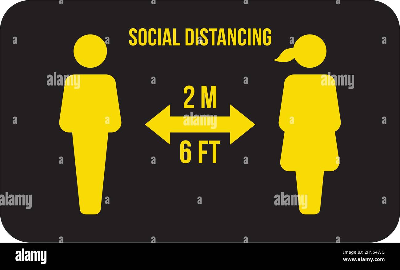 Social distancing icon symbol vector keep safe distance sign in a glyph ...