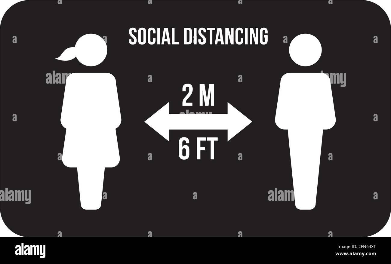 Social distancing icon symbol vector keep safe distance sign in a glyph ...