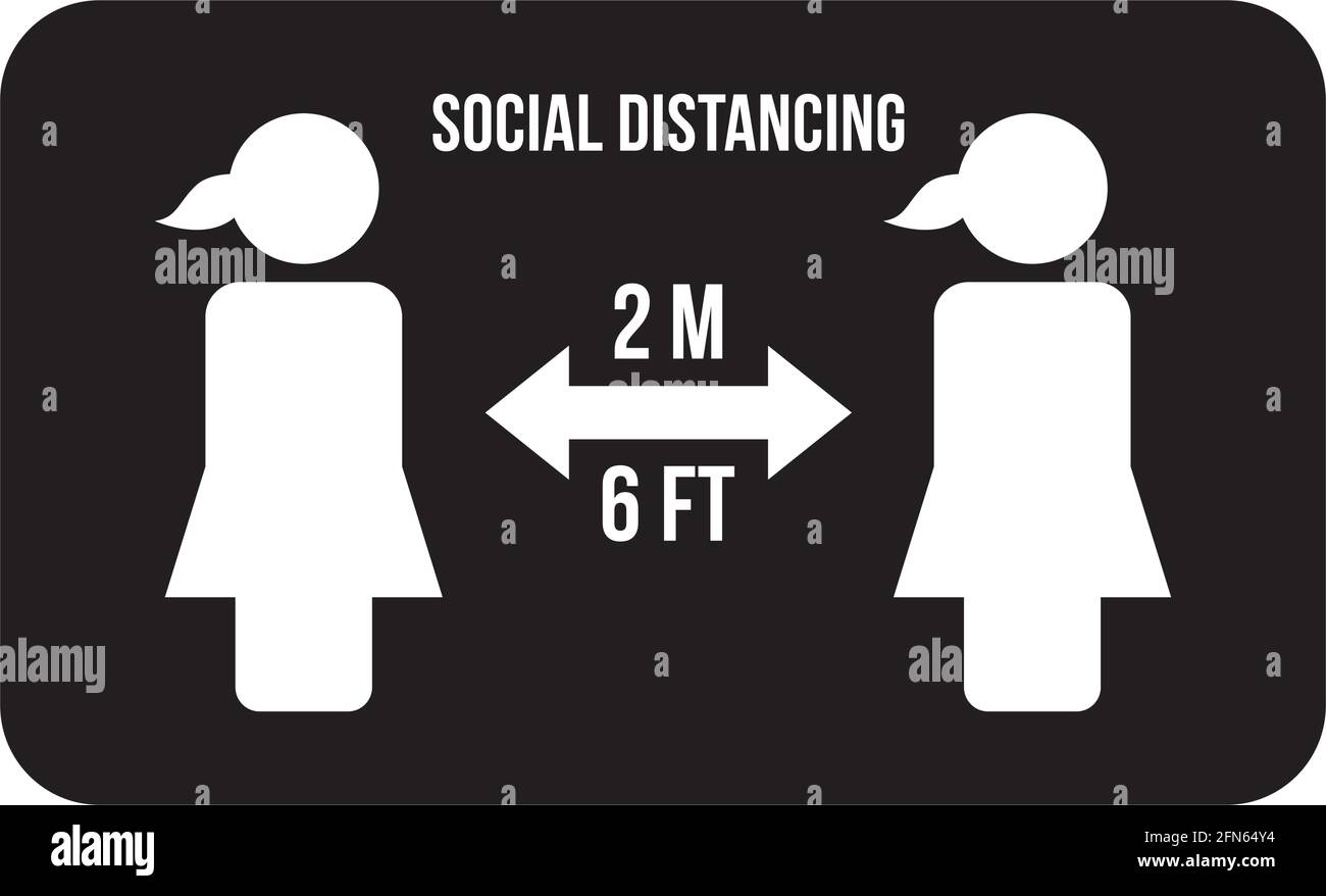 Social distancing icon symbol vector keep safe distance sign in a glyph ...