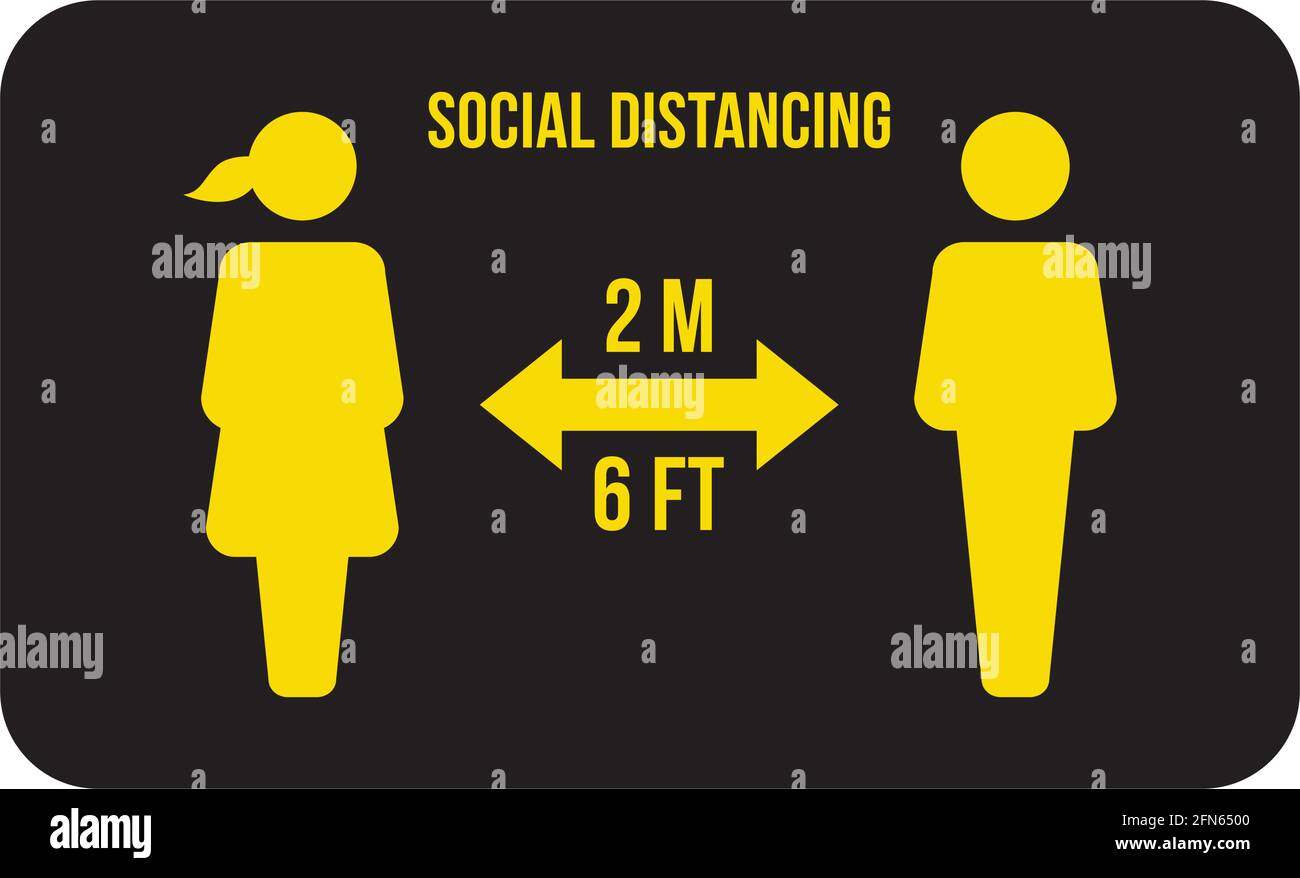 Social distancing icon symbol vector keep safe distance sign in a glyph ...