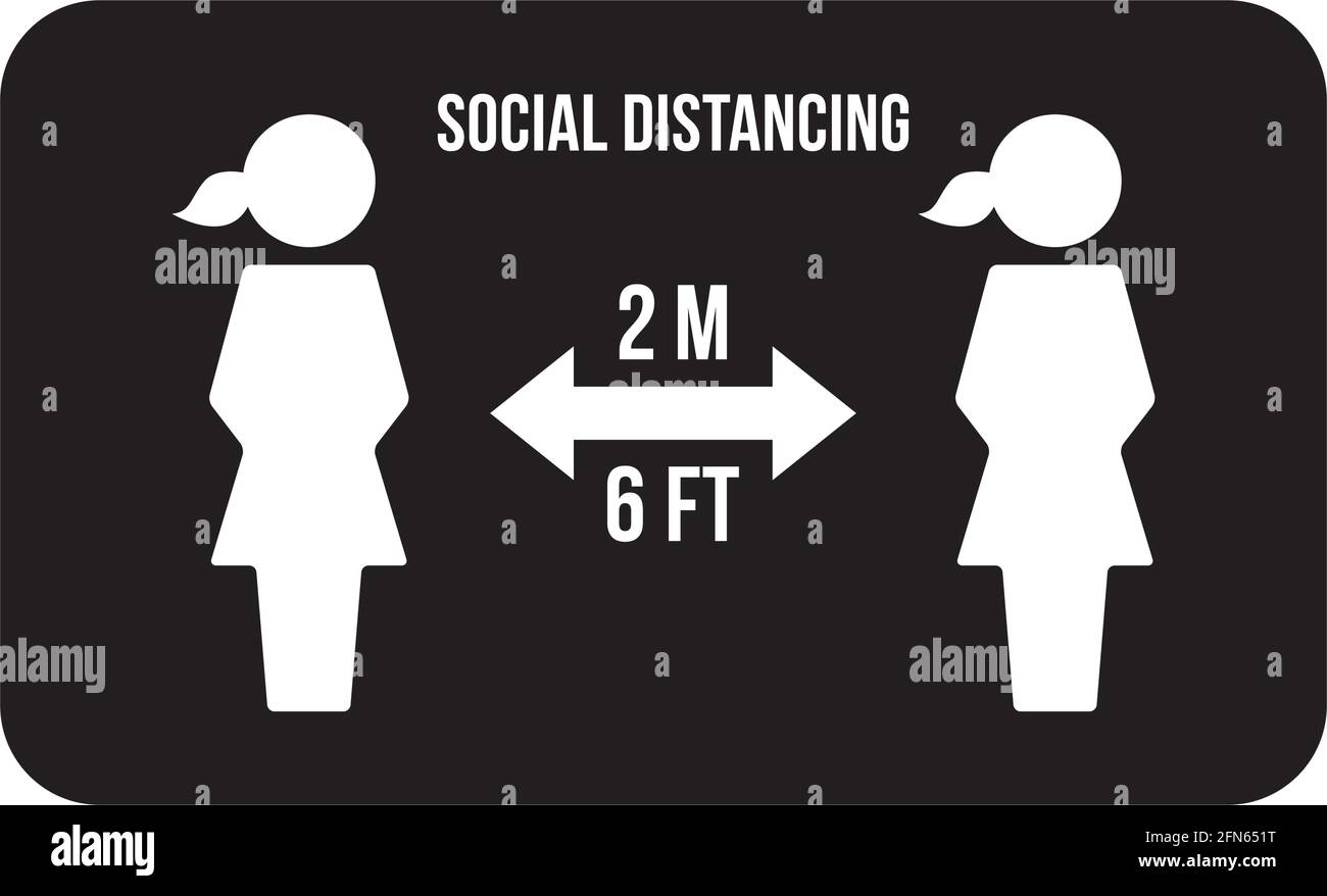 Social distancing icon symbol vector keep safe distance sign in a glyph ...