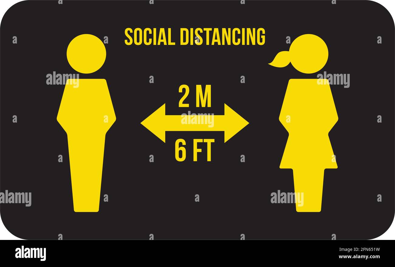 Social distancing icon symbol vector keep safe distance sign in a glyph ...
