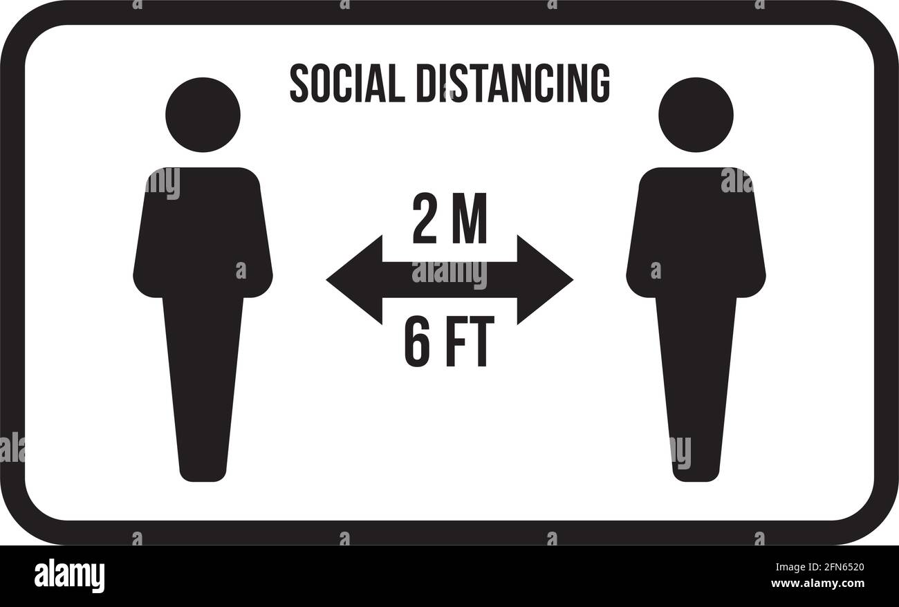 Social distancing icon symbol vector keep safe distance sign in a glyph ...