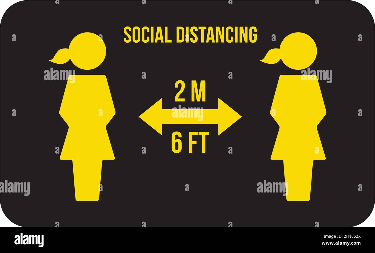Social distancing icon symbol vector keep safe distance sign in a glyph ...