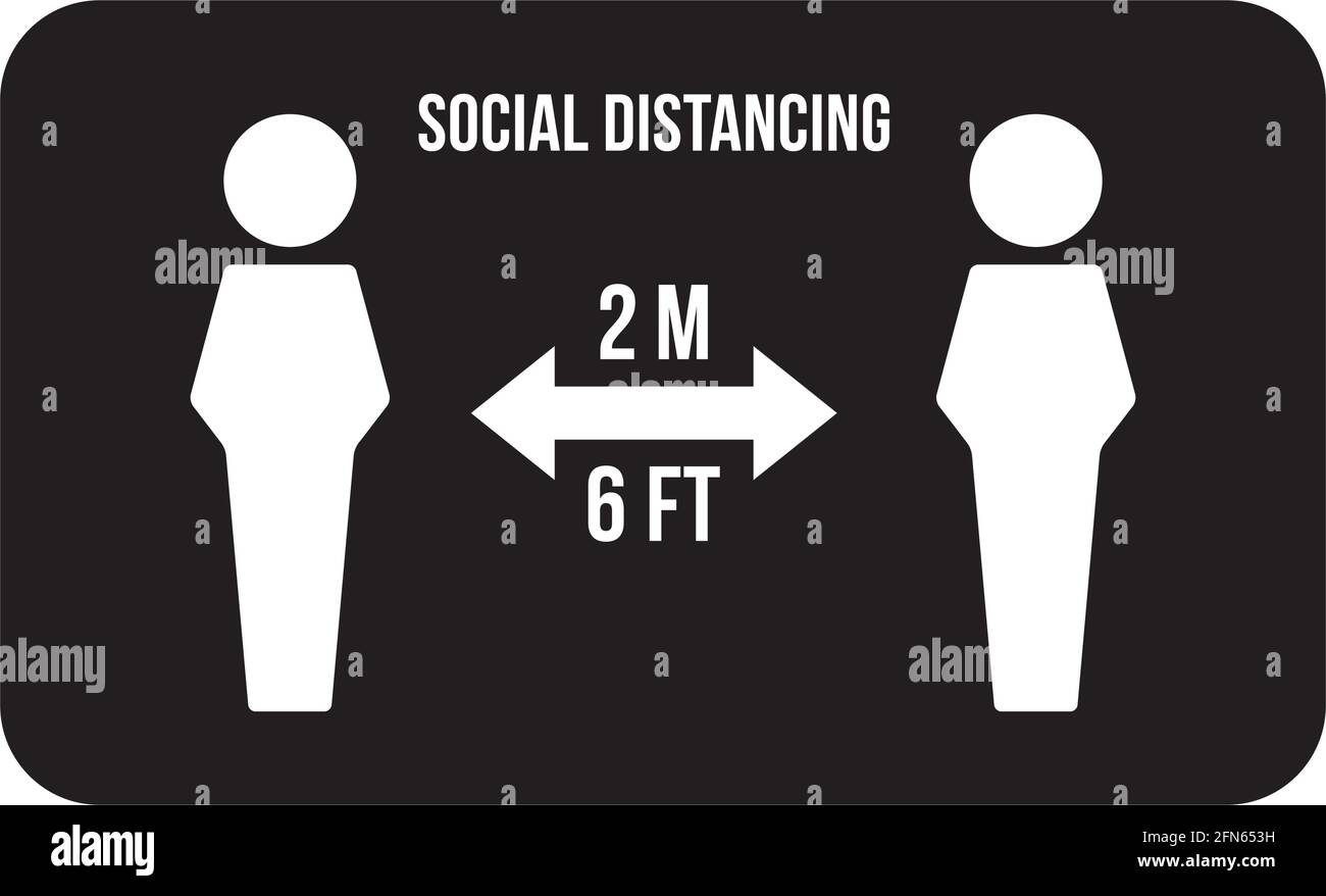 Social distancing icon symbol vector keep safe distance sign in a glyph ...
