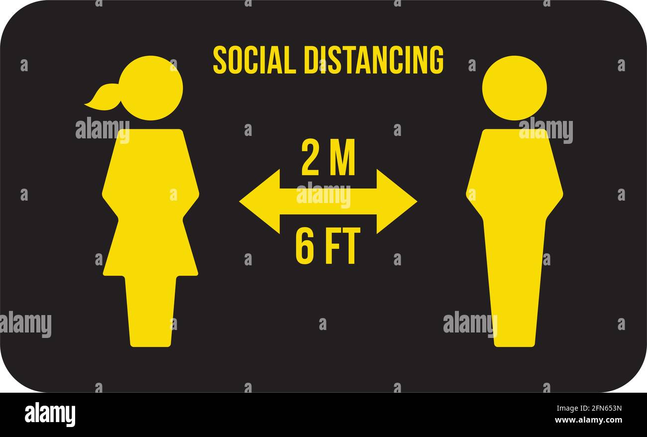 Social distancing icon symbol vector keep safe distance sign in a glyph ...