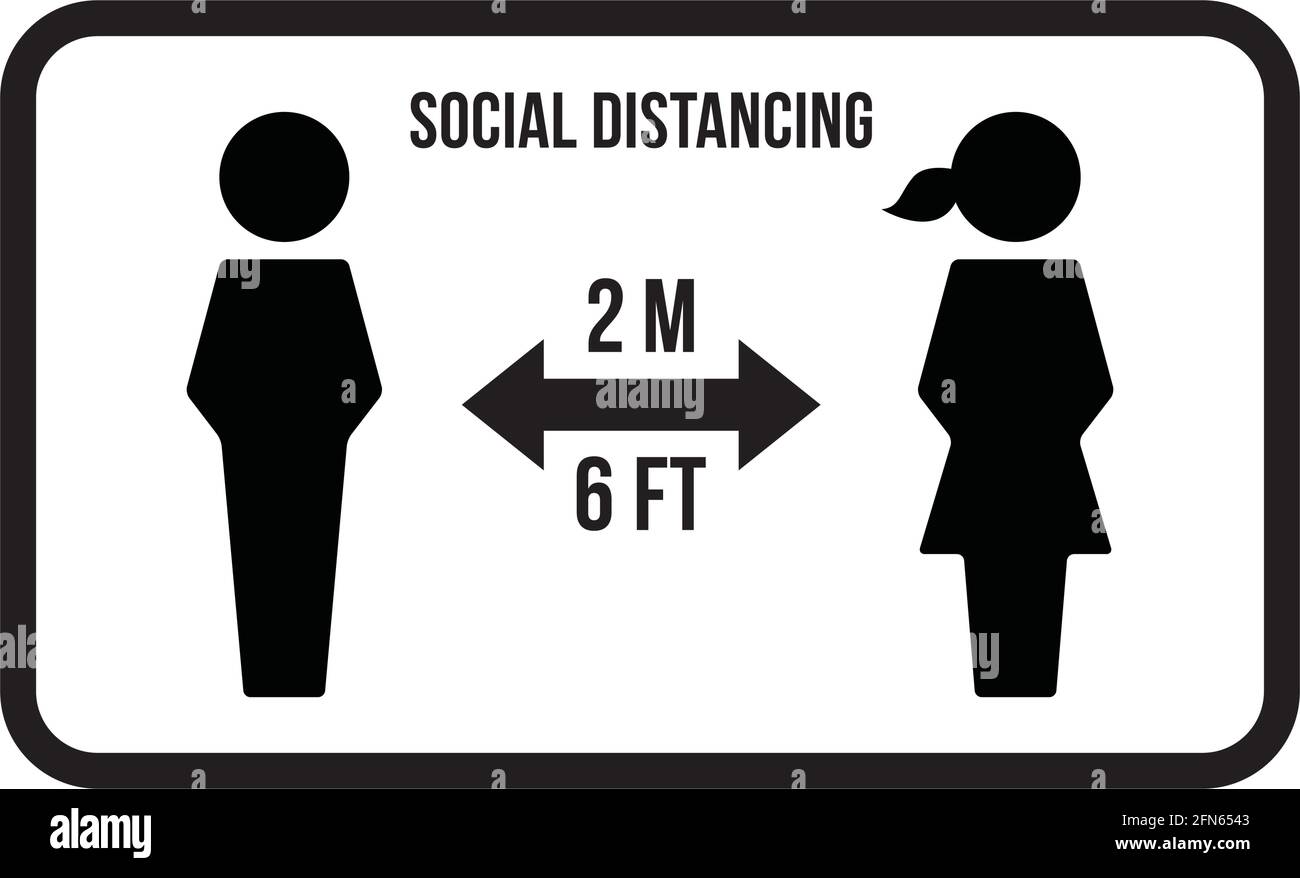 Social distancing icon symbol vector keep safe distance sign in a glyph ...