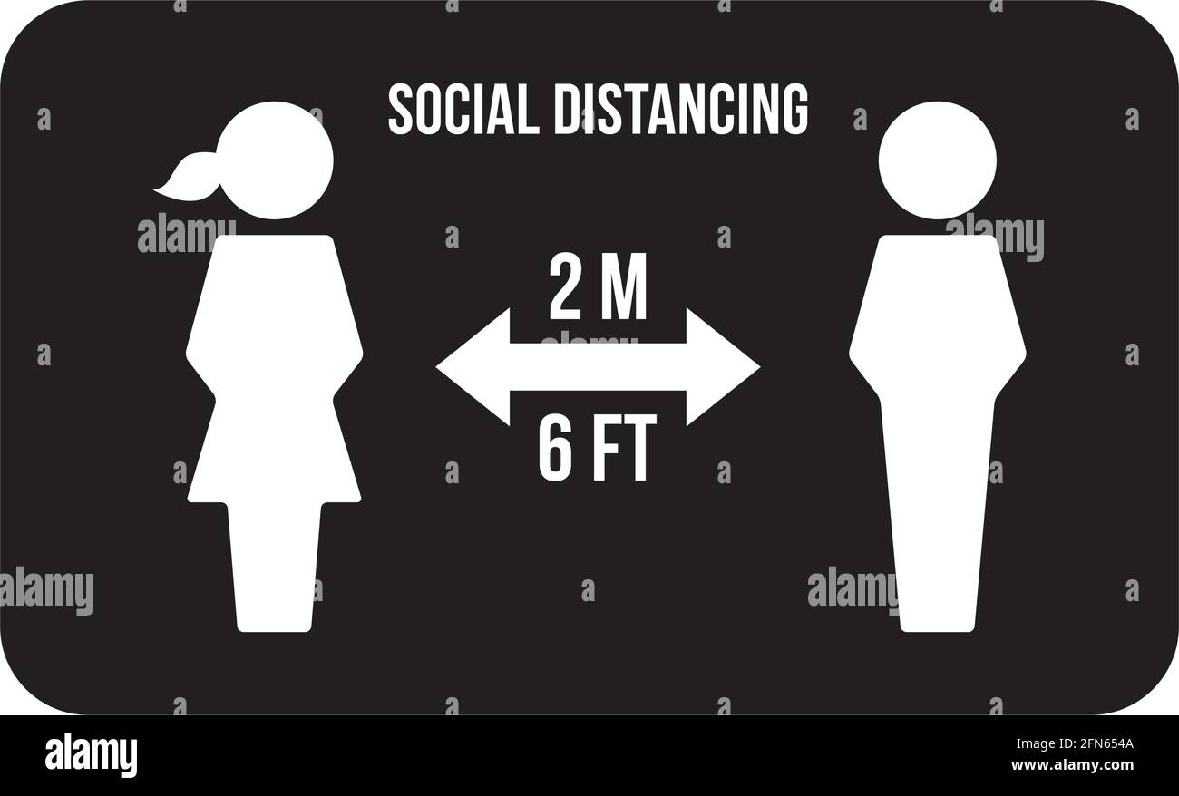 Social distancing icon symbol vector keep safe distance sign in a glyph ...