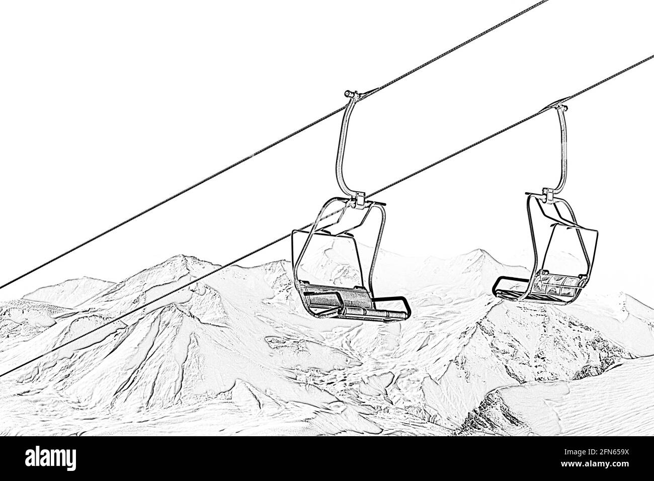 Ski Lift Drawing