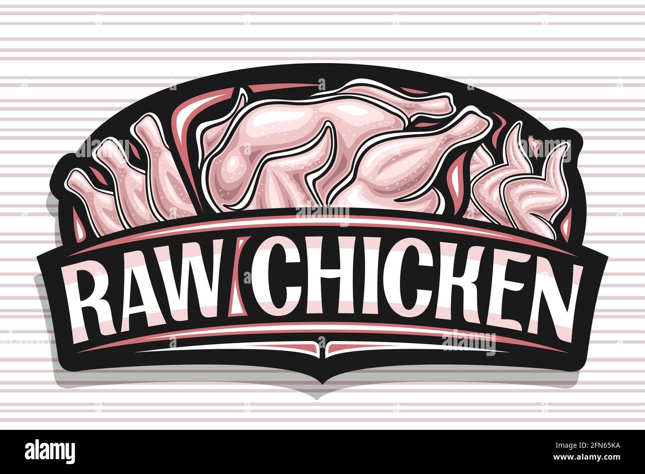 Vector logo for Raw Chicken, black decorative sign board with ...