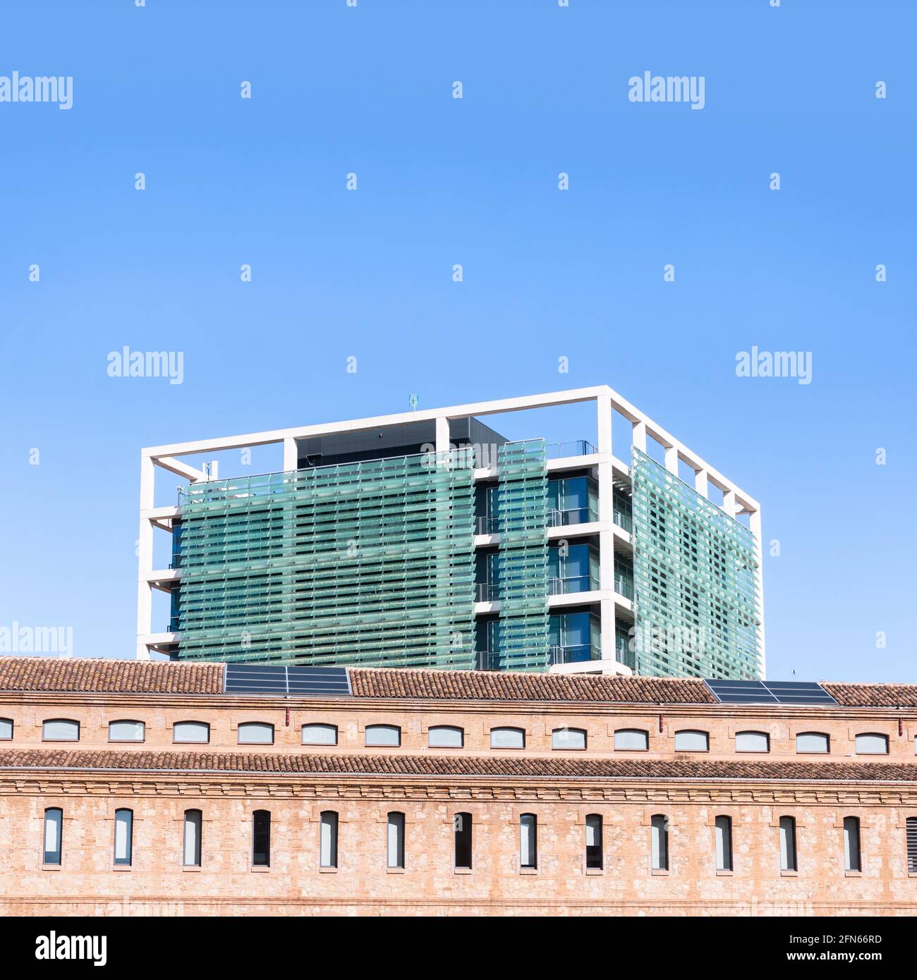 New residential buildings behind historic city wall hi-res stock ...