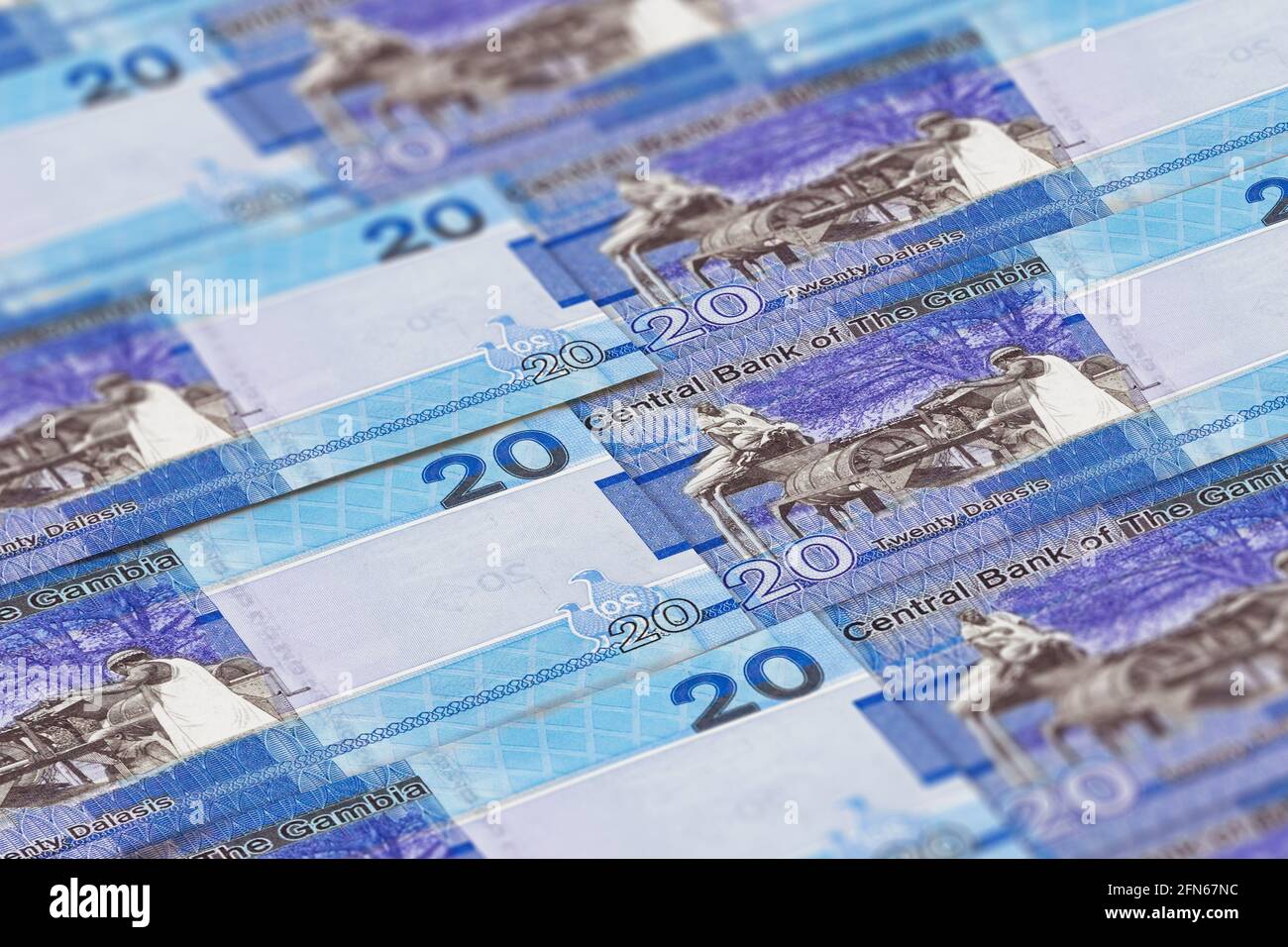 GMD. Gambian dalasi banknotes background. 20 Gambian dalasi. Finance ...