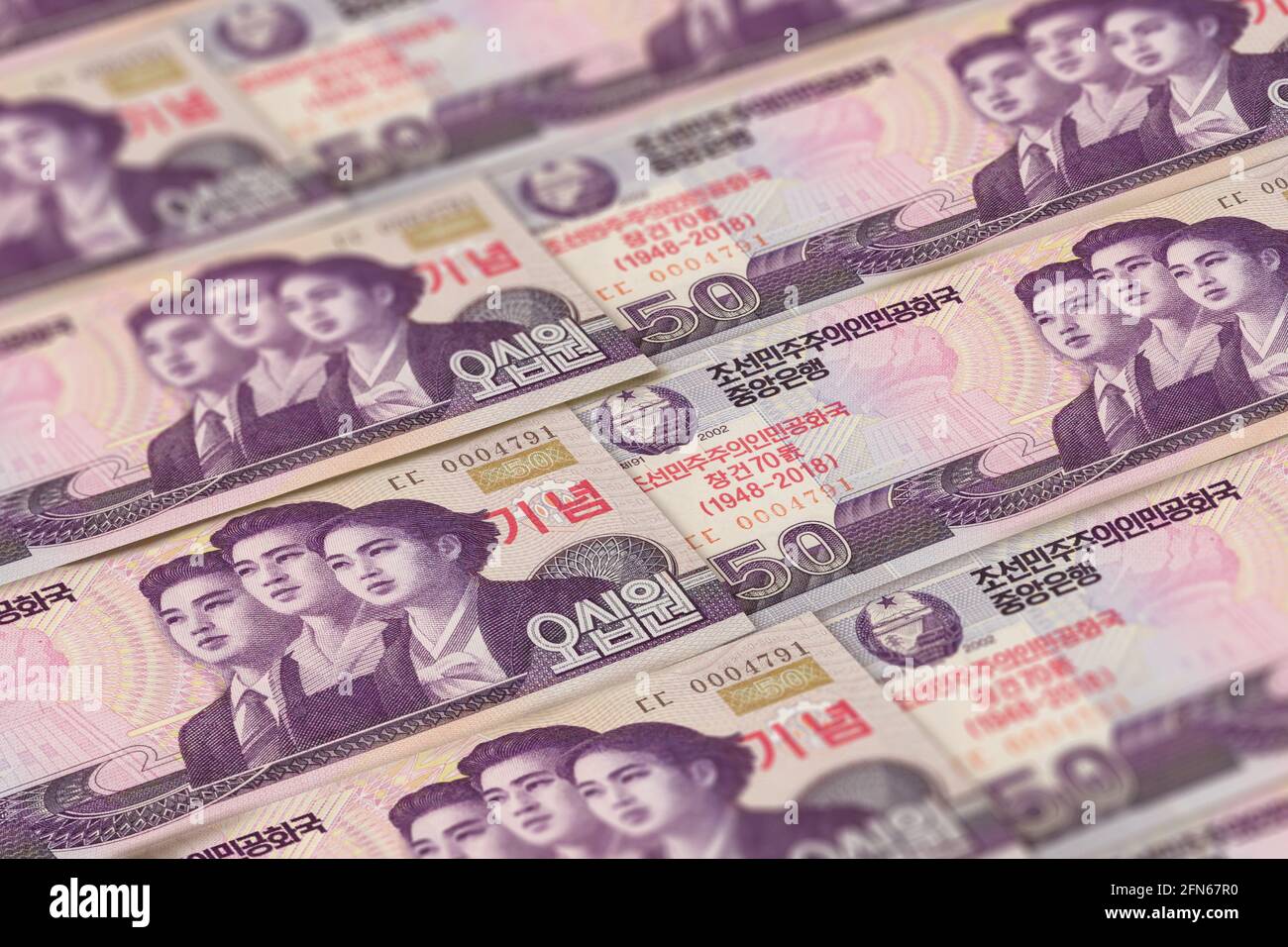 North Korea won banknotes. Money of North Korea. Finance, business ...