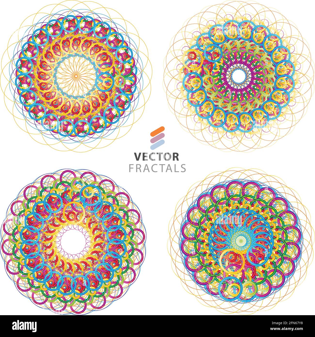 Vector colorful fractal flower creative design collection Stock Vector ...