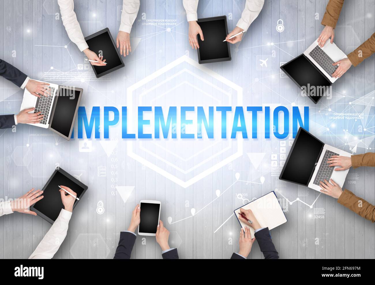Group of Busy People Working in an Office, technology concept Stock ...
